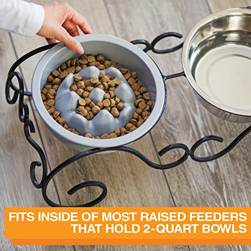 Neater Pets The Niner Slow Feed Bowl for Cats & Dogs - Insert Bowl for Neater Feeder Express Medium/Large, Deluxe Large, & 2-Quart Feeders - Slow Down Eating & Stop Bloat Vomit - 2 Cups Food Capacity