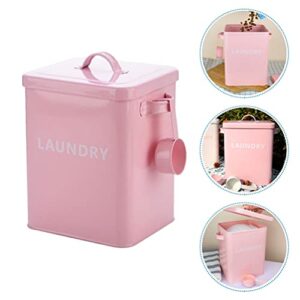 Cabilock Laundry Detergent Powder Storage Tin Box with Scooper Food Storage Container Canister Farmhouse Room Decor For Pods Capsules Flour Sugar Rice Pink