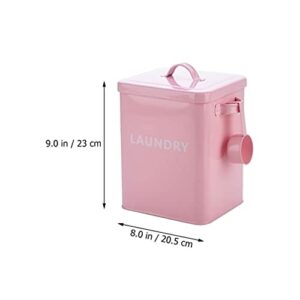 Cabilock Laundry Detergent Powder Storage Tin Box with Scooper Food Storage Container Canister Farmhouse Room Decor For Pods Capsules Flour Sugar Rice Pink