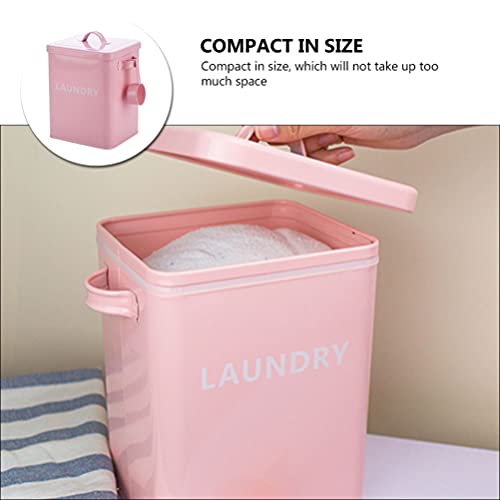 Cabilock Laundry Detergent Powder Storage Tin Box with Scooper Food Storage Container Canister Farmhouse Room Decor For Pods Capsules Flour Sugar Rice Pink