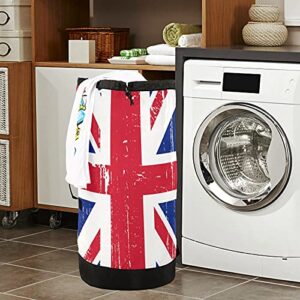 British Flag Laundry Bag Large Heavy Duty Laundry Backpack with Shoulder Straps Waterproof Laundry bag for Traveling Camp Dirty Clothes Organizer for College Students