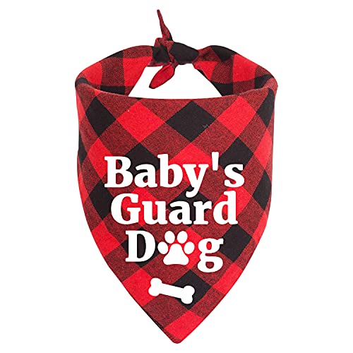 YHTWIN Funny Cute Red Plaid Cotton Triangle Pet Dog Bandanas, Baby's Guard Security Dog Scarf Accessories Props Decorations, Dog Birthday Party Photograph Props for Pet Lovers Owner Gift