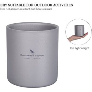 Boundless Voyage (120ML+180ML+300ML+450ML 4 in 1 Titanium Cup Double Walled Mug Lightweight Anti-scalding Drinkwear for Water Tea Wine Beer Fruit Juice Ti3032D