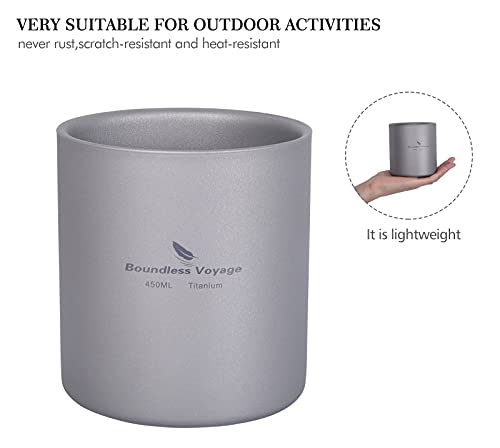 Boundless Voyage (120ML+180ML+300ML+450ML 4 in 1 Titanium Cup Double Walled Mug Lightweight Anti-scalding Drinkwear for Water Tea Wine Beer Fruit Juice Ti3032D