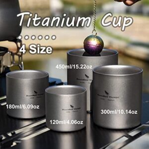 Boundless Voyage (120ML+180ML+300ML+450ML 4 in 1 Titanium Cup Double Walled Mug Lightweight Anti-scalding Drinkwear for Water Tea Wine Beer Fruit Juice Ti3032D