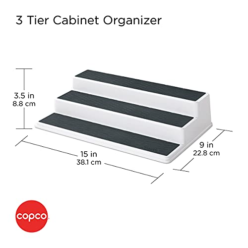 Copco Basics Non-Skid 3 Tier Cabinet Organizer, 15-Inch, Grey