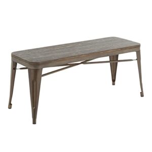 lumisource oregon bench with antique metal and espresso bamboo bc-or bkls ane