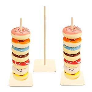 Samanter 3Pack Wood Donut Display Doughnuts Stands Tower Donut Stand Holder for Birthday Wedding Party Cake Decor