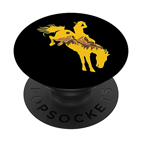 Cowboy Riding A Horse Wyoming Cowboy Mascot Horse PopSockets Swappable PopGrip