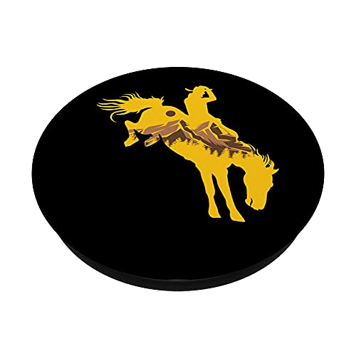 Cowboy Riding A Horse Wyoming Cowboy Mascot Horse PopSockets Swappable PopGrip