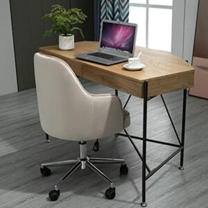 Payeel Desk Chairs with Wheels Swivel Chair Velvet Home Office Desk Chair with Arms Height Adjustable Swivel Task Chair Modern Mid-Back Computer Chair for Home Office (Khaki)