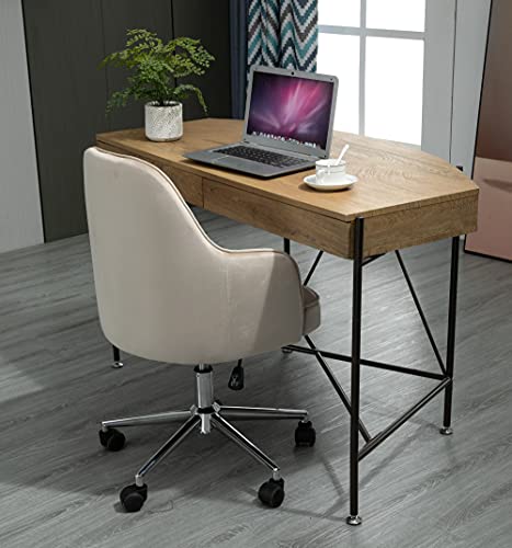 Payeel Desk Chairs with Wheels Swivel Chair Velvet Home Office Desk Chair with Arms Height Adjustable Swivel Task Chair Modern Mid-Back Computer Chair for Home Office (Khaki)