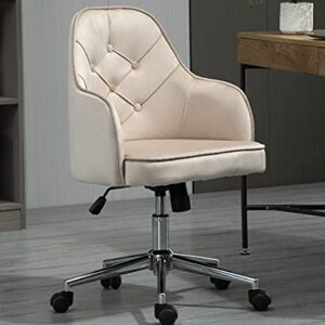 Payeel Desk Chairs with Wheels Swivel Chair Velvet Home Office Desk Chair with Arms Height Adjustable Swivel Task Chair Modern Mid-Back Computer Chair for Home Office (Khaki)