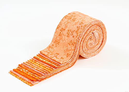 AbsoluteBestChoice 18 Strips-Orange Jelly Roll 2.5 inch pre-Cut 100% Cotton Fabric Quilting Strips