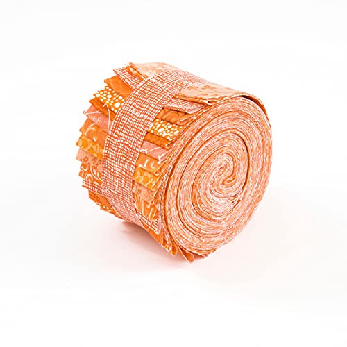 AbsoluteBestChoice 18 Strips-Orange Jelly Roll 2.5 inch pre-Cut 100% Cotton Fabric Quilting Strips