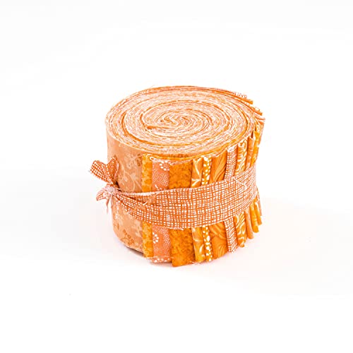 AbsoluteBestChoice 18 Strips-Orange Jelly Roll 2.5 inch pre-Cut 100% Cotton Fabric Quilting Strips