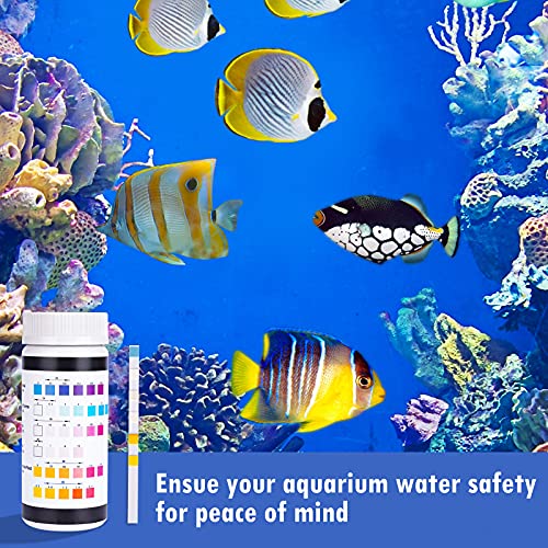 NiHome 100PCS Test Strips, Monitor Aquarium Water Quality, Test pH, Free Chlorine, Nitrate, Nitrite, Hardness and More, Accurate 6-In-1 Water Problems Testing for Fish, Use Weekly When Problems Appear