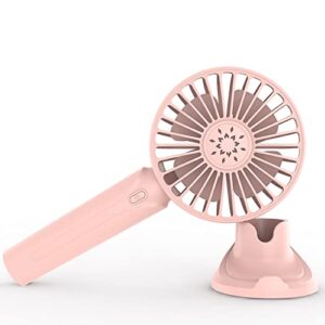 chokovie handheld pocket fan, mini portable fan 2000mah battery operated speed adjustable usb rechargeable fan, usb desk fan with base for kids girls women men indoor outdoor travel (pink)