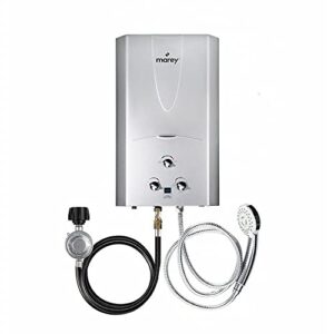 MAREY 4.2 GPM, 100,000 BTUs, Whole House solution, Digital Display, Outdoor Propane Gas Tankless Water Heater, Silver