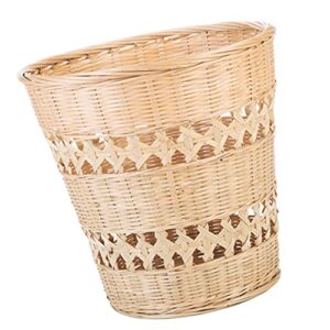 hemoton rattan waste basket waste bin rattan trash can round wicker waste basket garbage container for kitchen living room bedroom bathroom toy baskets