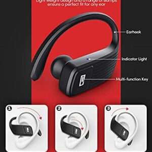 LeCuy Wireless Earbuds Designed for Sports Such as Running, Workouts, Gaming. Bluetooth Headphones Deep Bass True Wireless Stereo HiFi Sounds. Waterproof IPX5 and Friendly LED Display Charging case