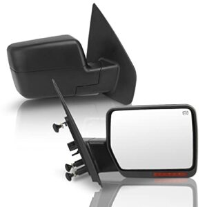 pz towing mirrors replacement fit for 2004-2006 f150, power heated,w/amber signal,black,right(passenger side)