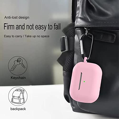 Blaspins Airpods Pro 2nd/1st Generation Case Cover with Keychain 2022/2019, Soft Silicone Skin Cover Full Protective Shock-Absorbing Case Carabiner for New Airpods Pro Case [Front LED Visible] - Pink