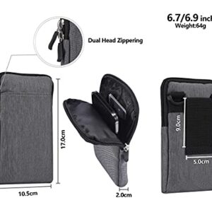 Cell Phone Holster with Belt Loop, Crossbody Cell Phone Purse Women, 7.2" Outdoor Travel Nylon Zipper Cellphone Waist Pouch Shoulder Messenger Bag Smartphone Wallet Pocket with Belt Loop Card Holder