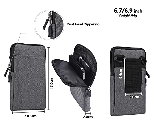 Cell Phone Holster with Belt Loop, Crossbody Cell Phone Purse Women, 7.2" Outdoor Travel Nylon Zipper Cellphone Waist Pouch Shoulder Messenger Bag Smartphone Wallet Pocket with Belt Loop Card Holder