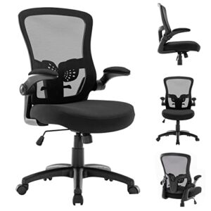 chairelax mesh home office chair, ergonomic desk chair mid-back mesh computer chair adjustable lumbar support and flip-up armrests comfortable executive adjustable rolling load up to 300lbs