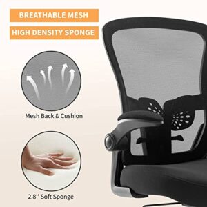 Chairelax Mesh Home Office Chair, Ergonomic Desk Chair Mid-Back Mesh Computer Chair Adjustable Lumbar Support and Flip-up Armrests Comfortable Executive Adjustable Rolling Load up to 300Lbs