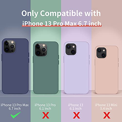 Cordking Designed for iPhone 13 Pro Max Case, Silicone Ultra Slim Shockproof Protective Phone Case with [Soft Anti-Scratch Microfiber Lining], 6.7 inch, Midnight Green