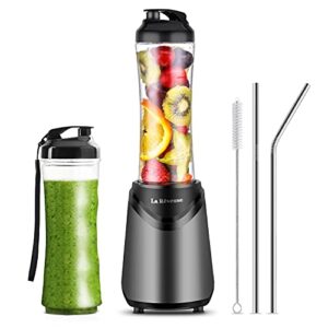 la reveuse smoothie blender personal size 300 watts with 2 pieces 18 oz bpa-free travel sports bottles,grey