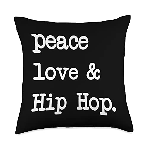 Peace Love and Hip Hop Lover Peace Love & Hip Hop | Old School 90s Rap Music Throw Pillow, 18x18, Multicolor