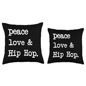 Peace Love and Hip Hop Lover Peace Love & Hip Hop | Old School 90s Rap Music Throw Pillow, 18x18, Multicolor