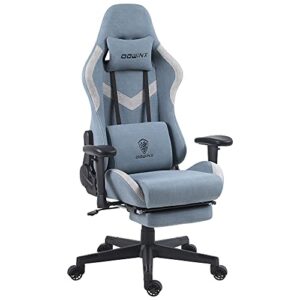 dowinx gaming chair breathable fabric office chair with pocket spring cushion and massage lumbar support, high back ergonomic computer chair adjustable swivel task chair with footrest blue