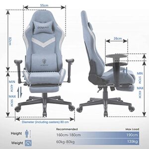 Dowinx Gaming Chair Breathable Fabric Office Chair with Pocket Spring Cushion and Massage Lumbar Support, High Back Ergonomic Computer Chair Adjustable Swivel Task Chair with Footrest Blue