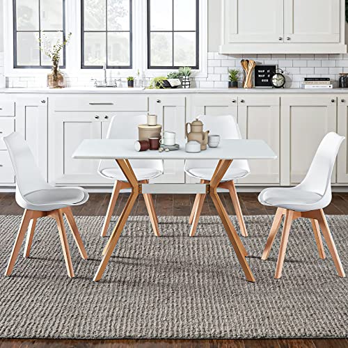 Lecut Dining Table with MDF Top and Metal Legs Modern Mid Century Rectangle Kitchen Table for Dining Room Living Room Small Spaces 47Inch White