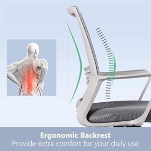 Smugdesk Ergonomic Mid Back Breathable Mesh Swivel Desk Chair with Adjustable Height and Lumbar Support Armrest for Home, Office, and Study, Gray