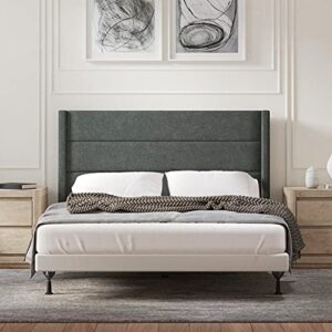 glenwillow home pax sleak wingback upholstered headboard, gray, full/queen