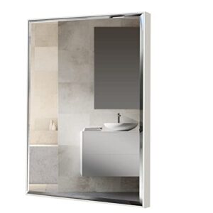 amazon brand – pinzon large wall mirror with frame, makeup vanity mirrors for bathroom living room, 30x22 inch, white