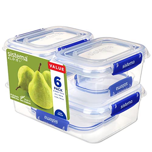 Sistema KLIP IT PLUS Food Storage Containers | 6 Piece Airtight Containers Set | Leak-Proof Seal | Easy Locking Clips | BPA-Free