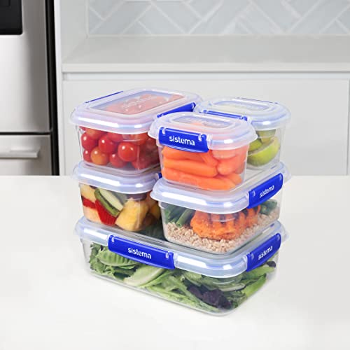 Sistema KLIP IT PLUS Food Storage Containers | 6 Piece Airtight Containers Set | Leak-Proof Seal | Easy Locking Clips | BPA-Free