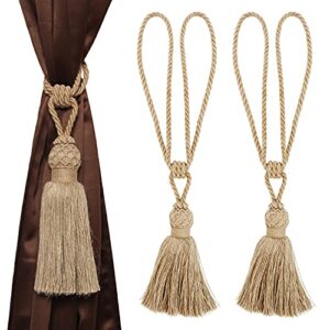 malanov 2 pack curtain tiebacks, strong heavy handmade natural jute rope drapery tiebacks, decorative holdbacks holders for window sheer and blackout panels