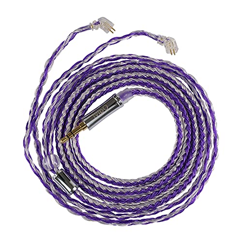 24 Strands of Silver-Plated Copper Earphone Cable Silver Purple Earphone Upgrade Replacement Cable MMCX/0.78mm 2Pin/QDC/TFZ. (MMCX, 2.5mm)