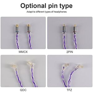 24 Strands of Silver-Plated Copper Earphone Cable Silver Purple Earphone Upgrade Replacement Cable MMCX/0.78mm 2Pin/QDC/TFZ. (MMCX, 2.5mm)