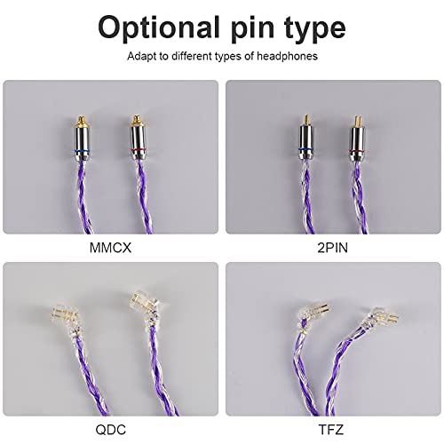 24 Strands of Silver-Plated Copper Earphone Cable Silver Purple Earphone Upgrade Replacement Cable MMCX/0.78mm 2Pin/QDC/TFZ. (MMCX, 2.5mm)