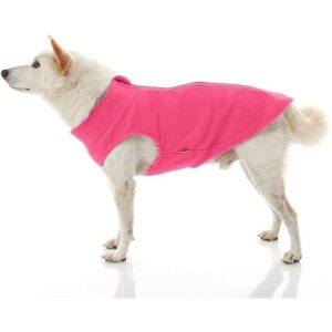 Gooby Zip Up Fleece Dog Sweater - Pink, 3X-Large - Warm Pullover Fleece Step-in Dog Jacket with Dual D Ring Leash - Winter Small Dog Sweater - Dog Clothes for Small Dogs Boy and Medium Dogs