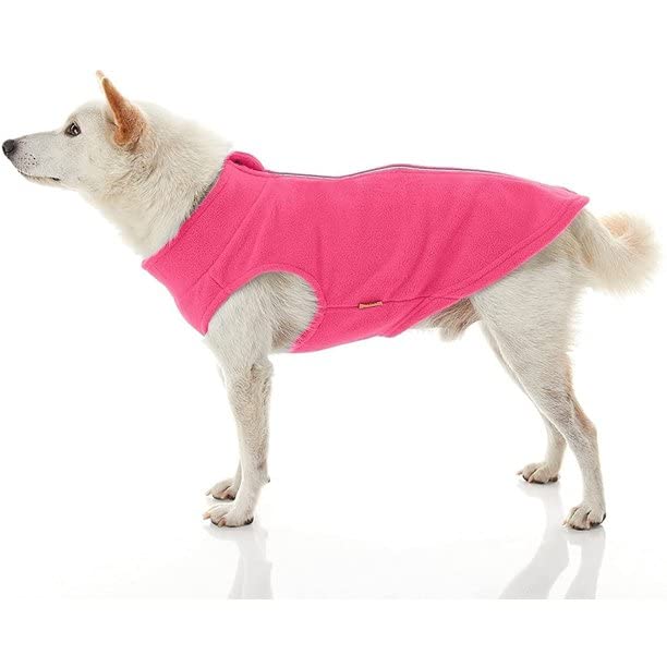 Gooby Zip Up Fleece Dog Sweater - Pink, 3X-Large - Warm Pullover Fleece Step-in Dog Jacket with Dual D Ring Leash - Winter Small Dog Sweater - Dog Clothes for Small Dogs Boy and Medium Dogs