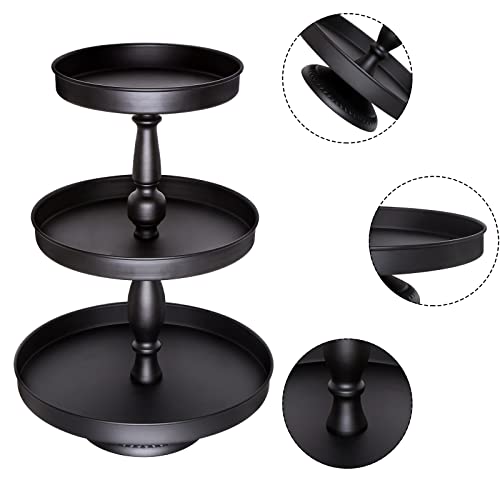 Weharnar Black Tier Tray Cupcake Stand for 50 Cupcakes, Metal Decorative Tier Serving Trays - 3 Tiered Tray Stand Cupcake Tower Holders for Anniversary Birthday Wedding Party